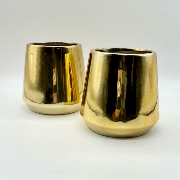 Accents | Set Of 2 Gold Ceramic Flower Pot Vase | Poshmark